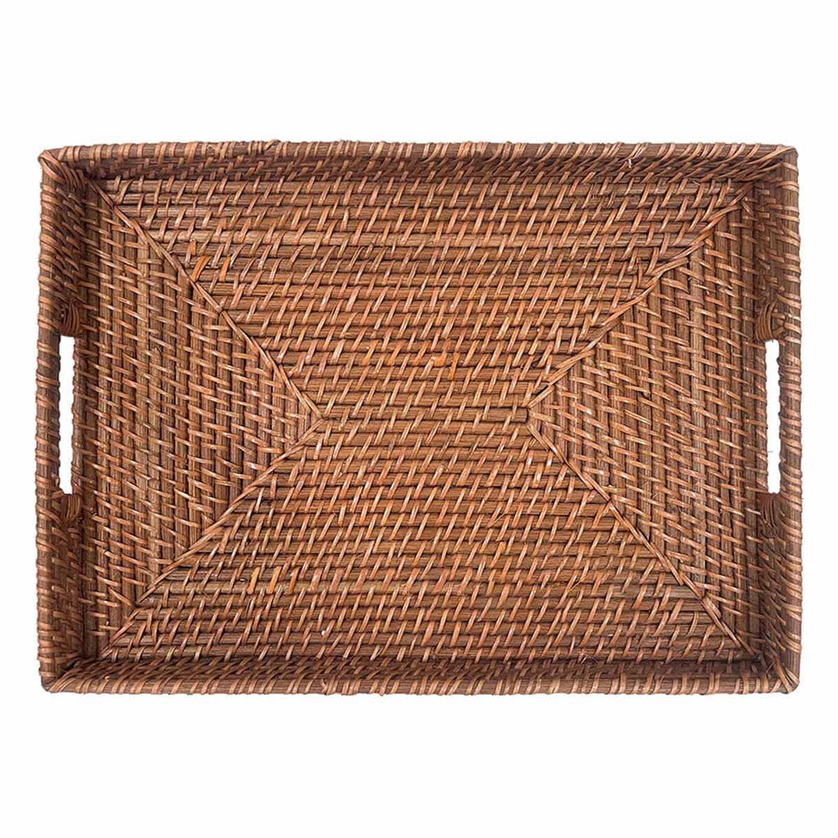 Brown Rectangle Rattan Tray, 17x12