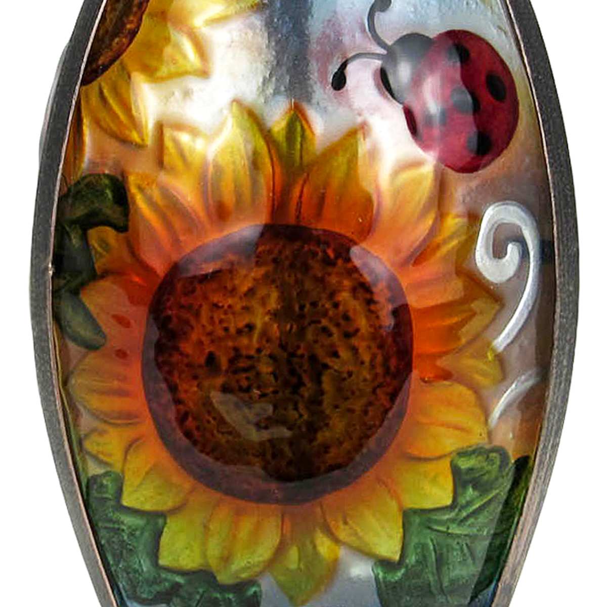 Glass Outdoor Solar Lantern with Ladybug, 10"