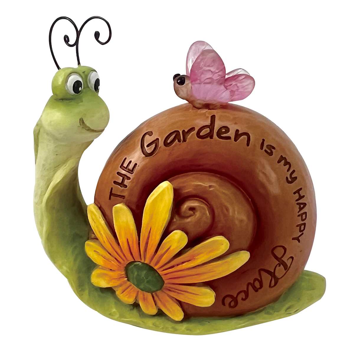 Solar Snail Outdoor Garden Statue, 7"