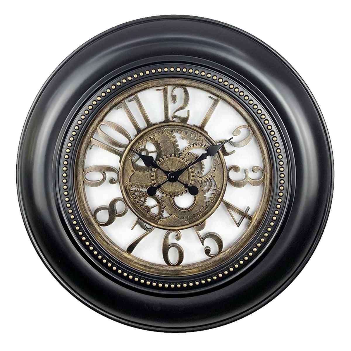 Black & Gold Wall Clock with Serena Gear Dial, 30"