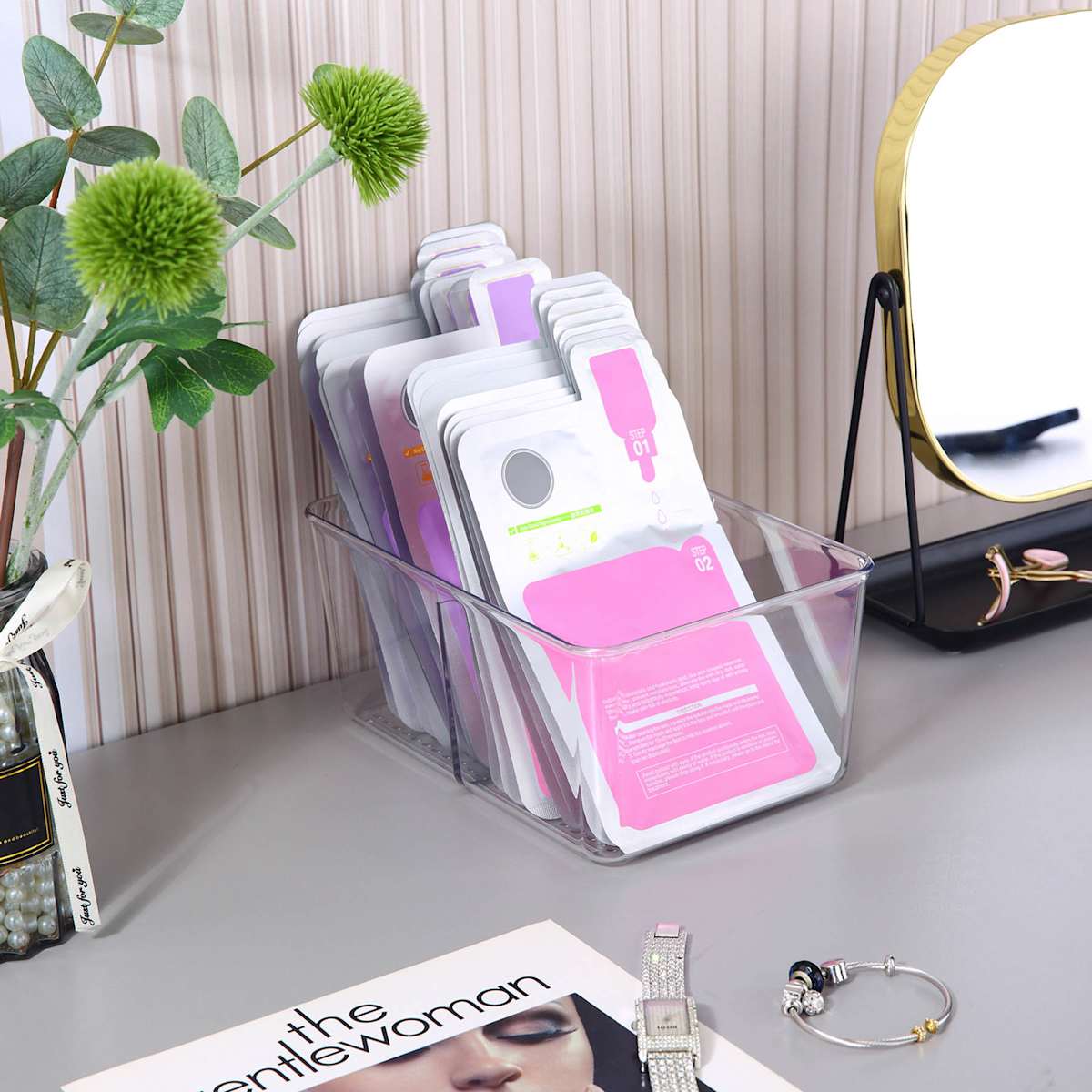 2-Section Clear Tall Storage Bin