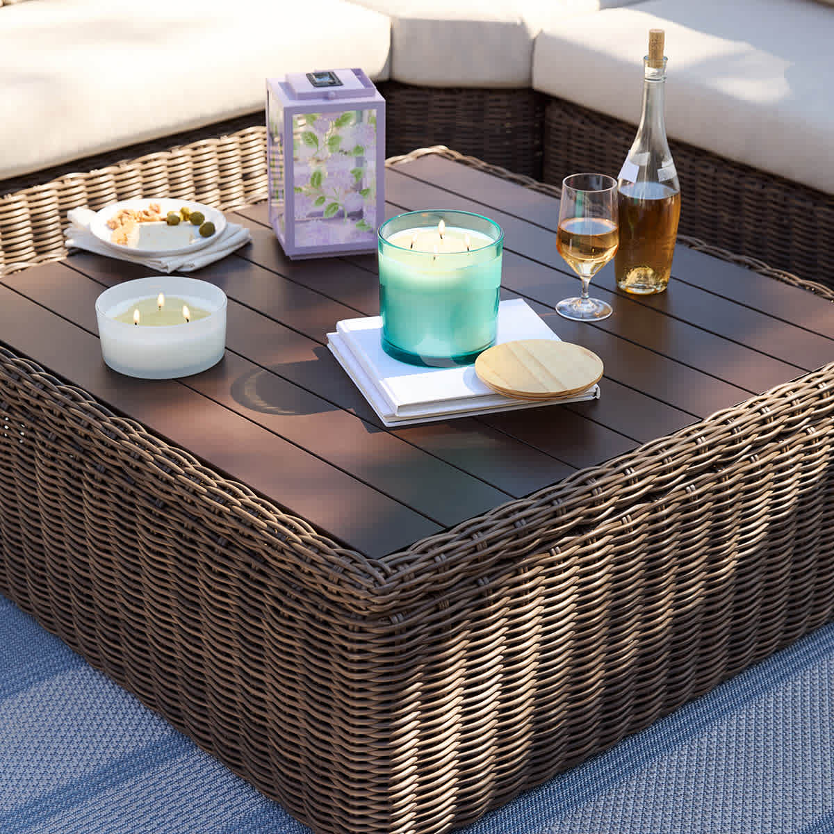 Outdoor wicker storage coffee table store