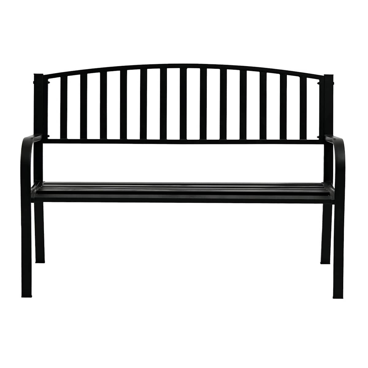 Steel Slat Back Patio Bench, Black