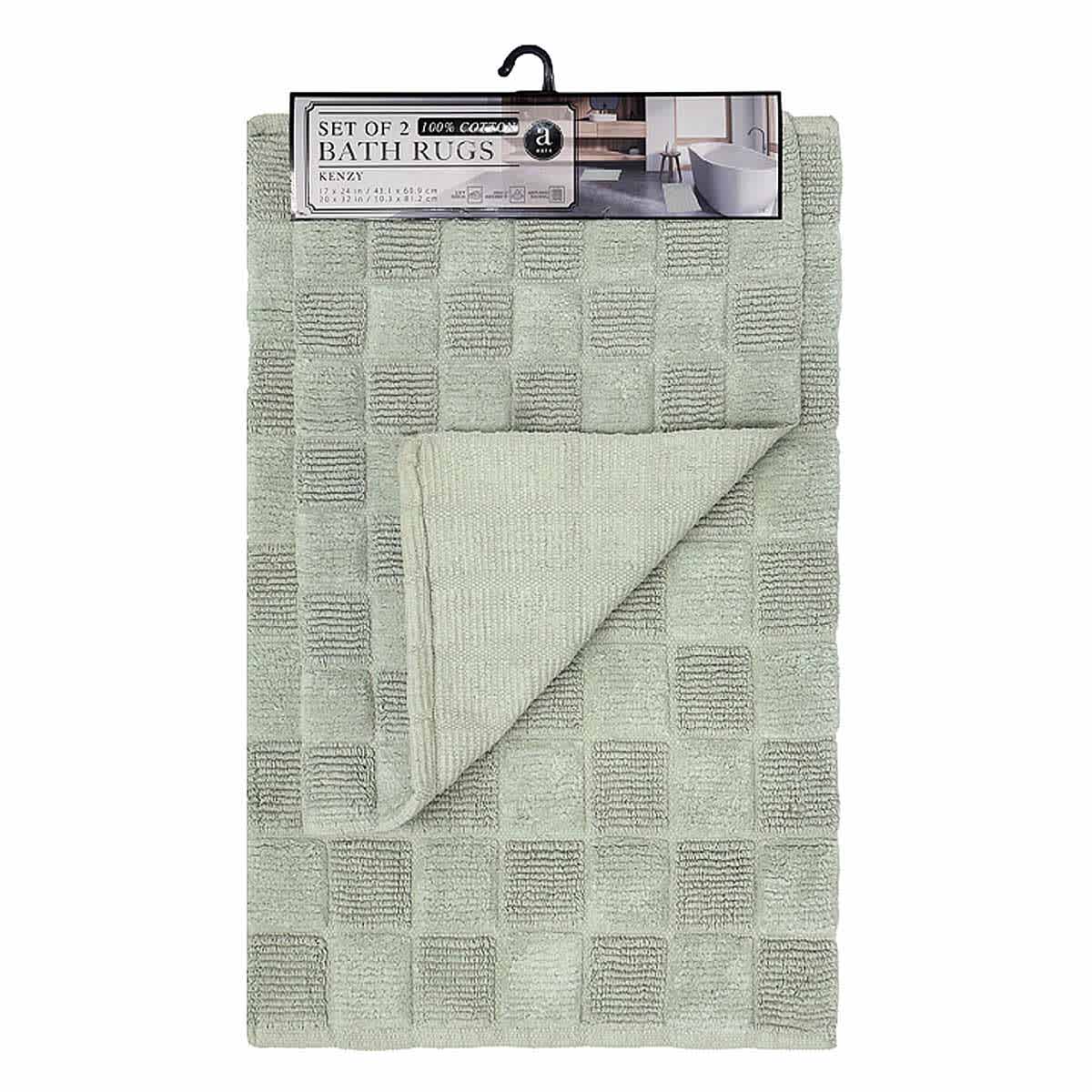 2-Piece Kenzy Sage Checkered Bath Rug Set
