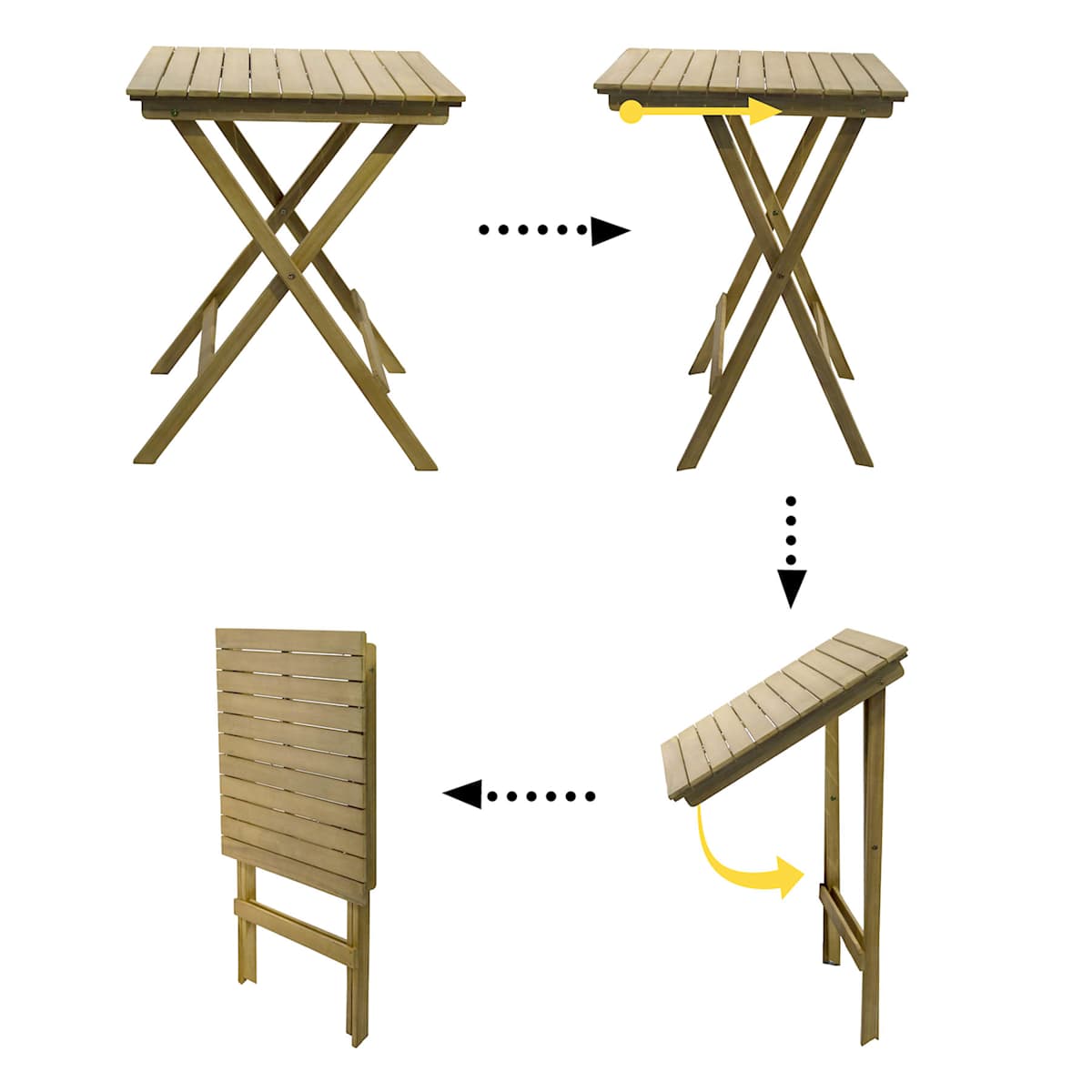 Honeybloom Acacia Wood Patio Folding Table, 23.6" | At Home
