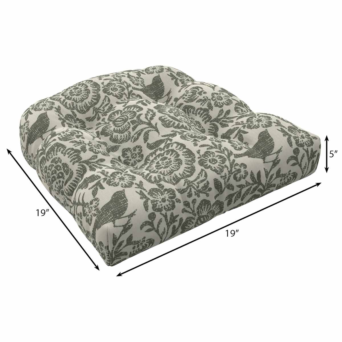 at Home Honeybloom Endive Floral Outdoor Wicker 19 x 5 x 19 Seat Cushion