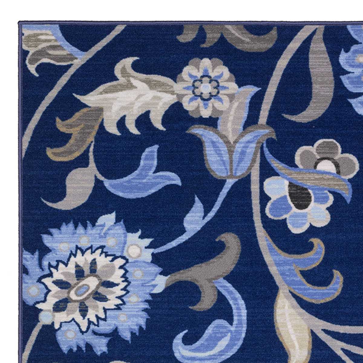(D624) Seaton Navy Blue Floral Accent Rug, 4x6