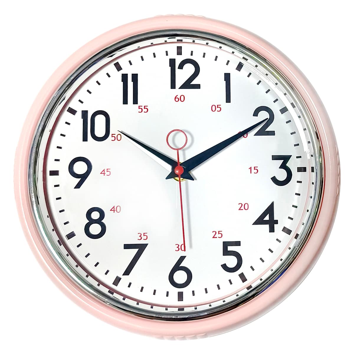 Light Pink Retro Wall Clock, 10"
