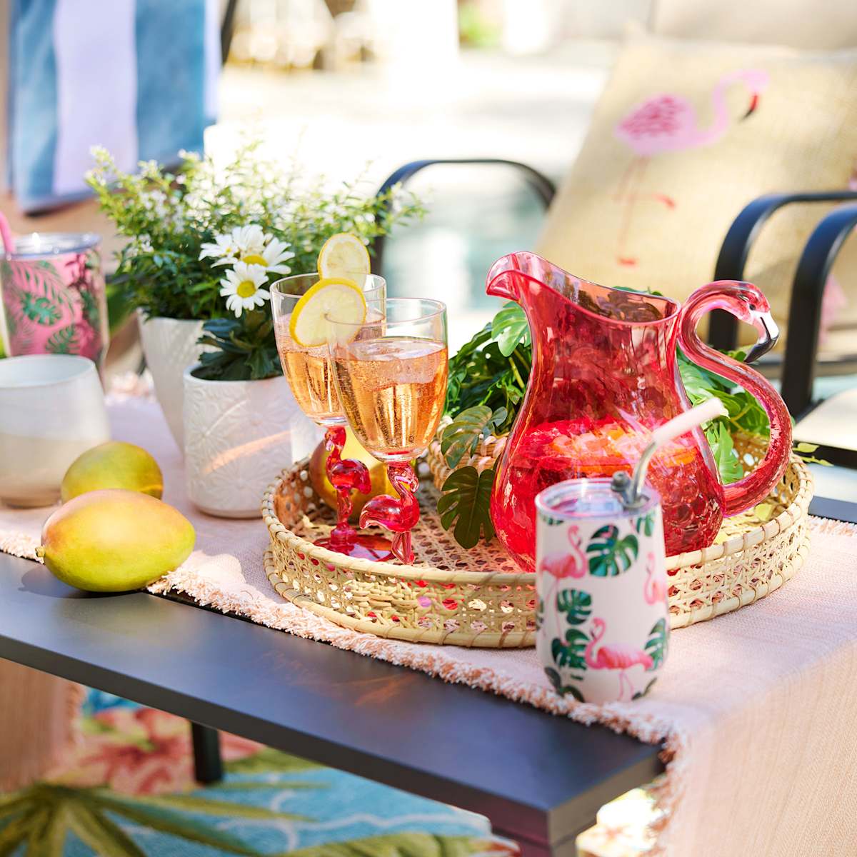 Round Rattan Cane Tray, 17"