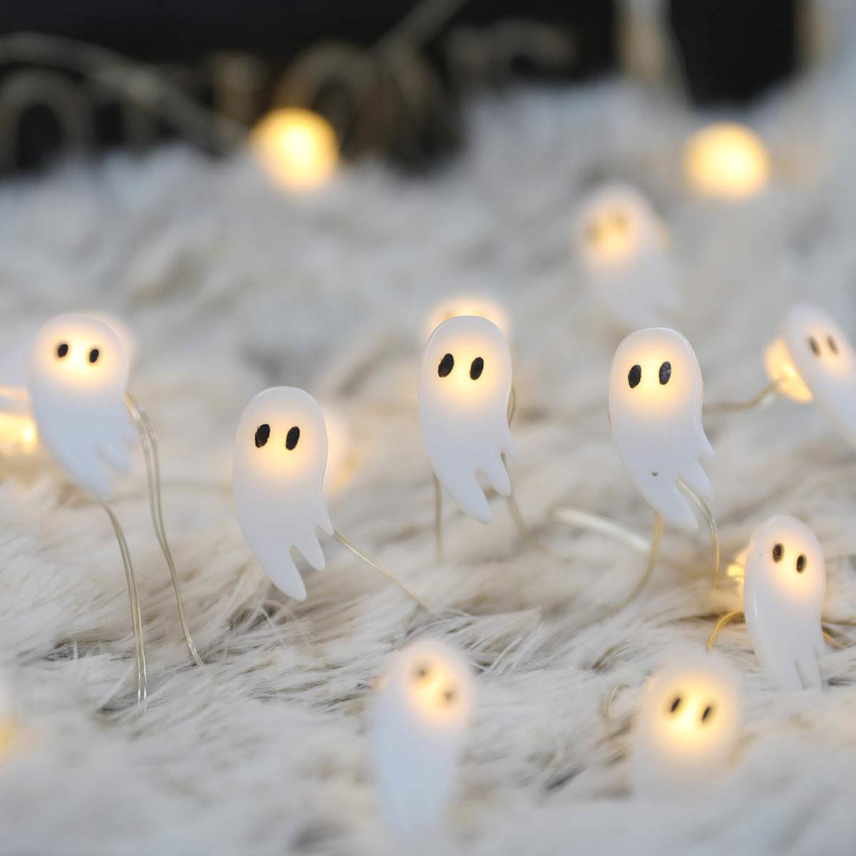 20-Count LED Halloween Ghost String Lights, Battery Operated