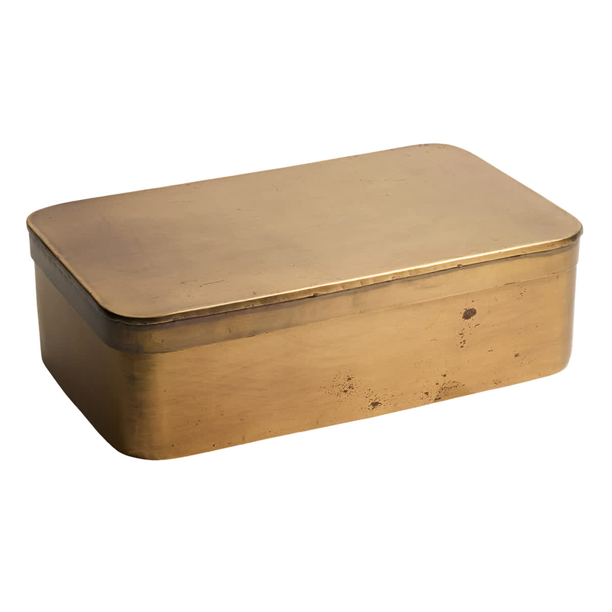 Gold Metal Rectangle Box with Trim, 10"