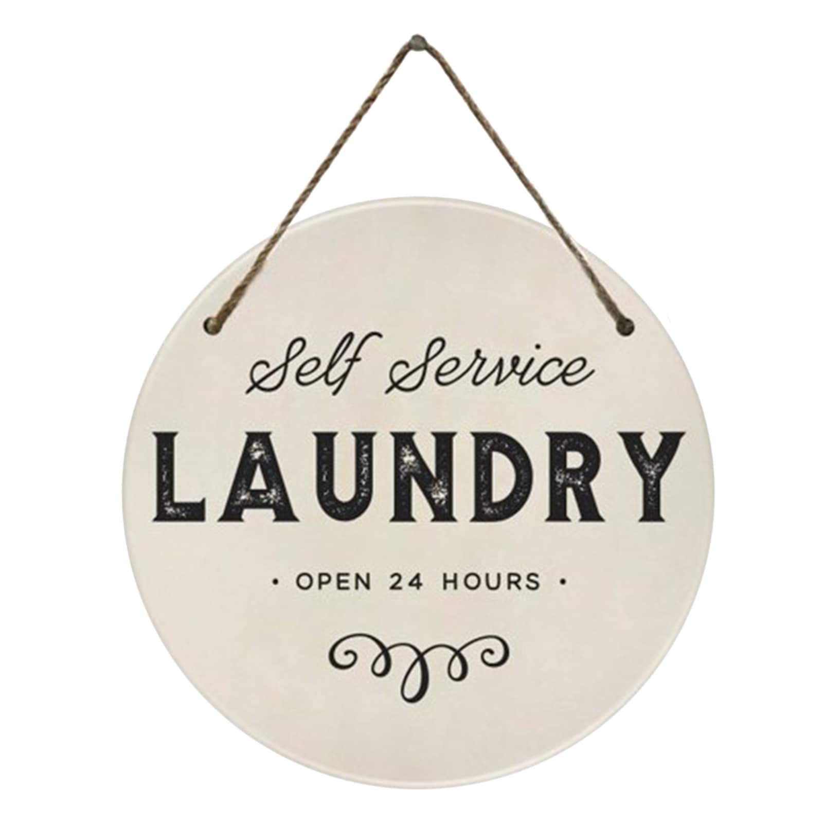 Self Service Laundry Metal Hanging Wall Sign, 8"