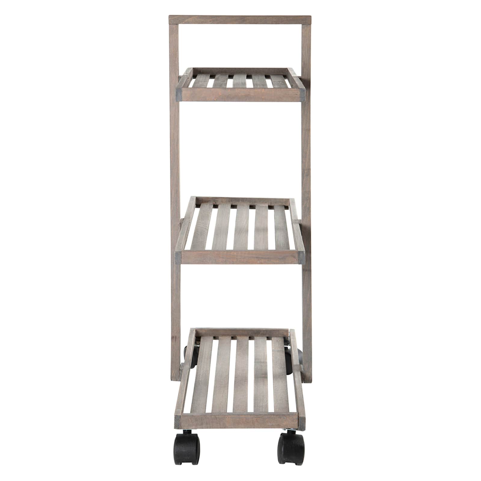 3-Tier Grey Wood Rolling Cart | Home Storage | At Home