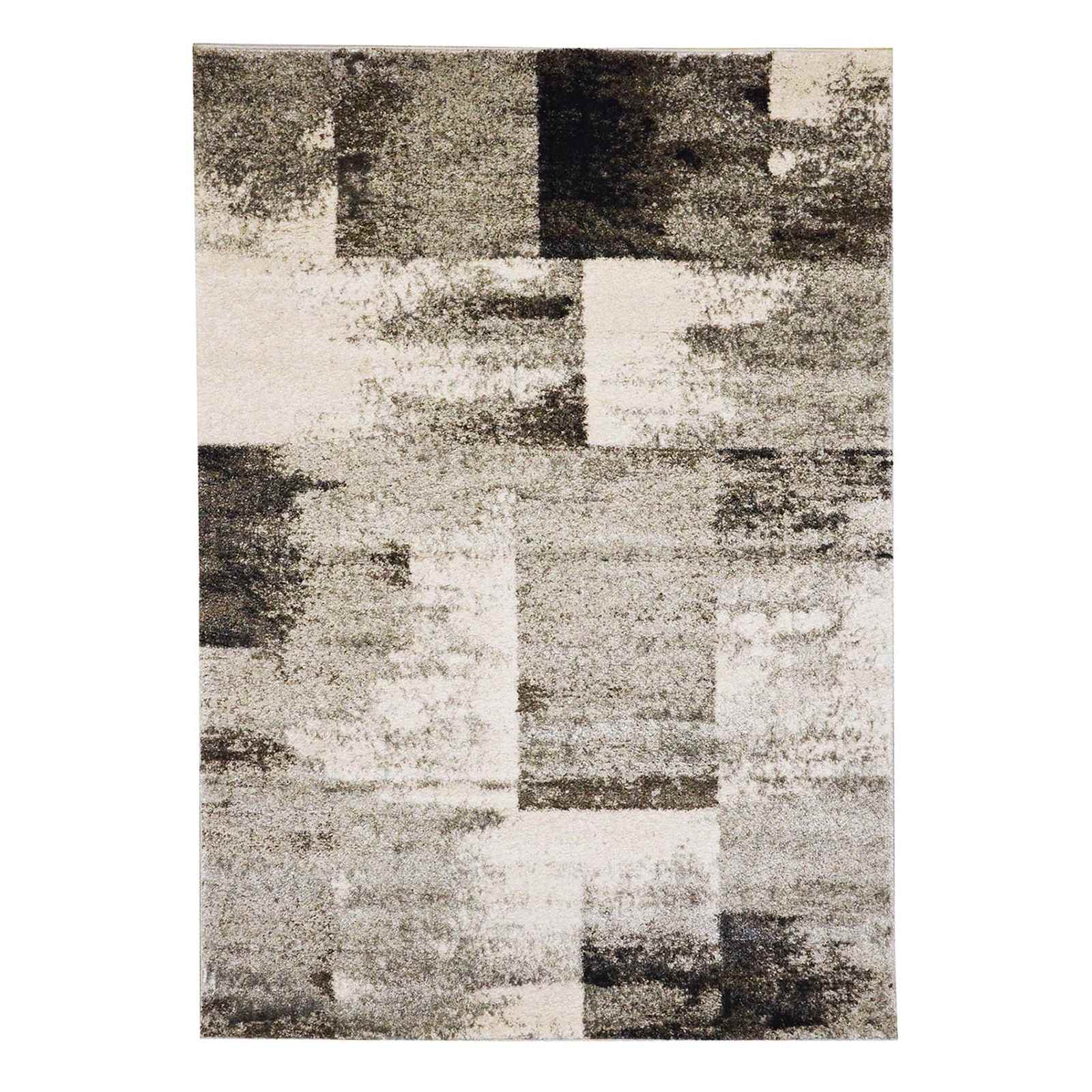 Ivory & Grey Abstract Block Rug | At Home