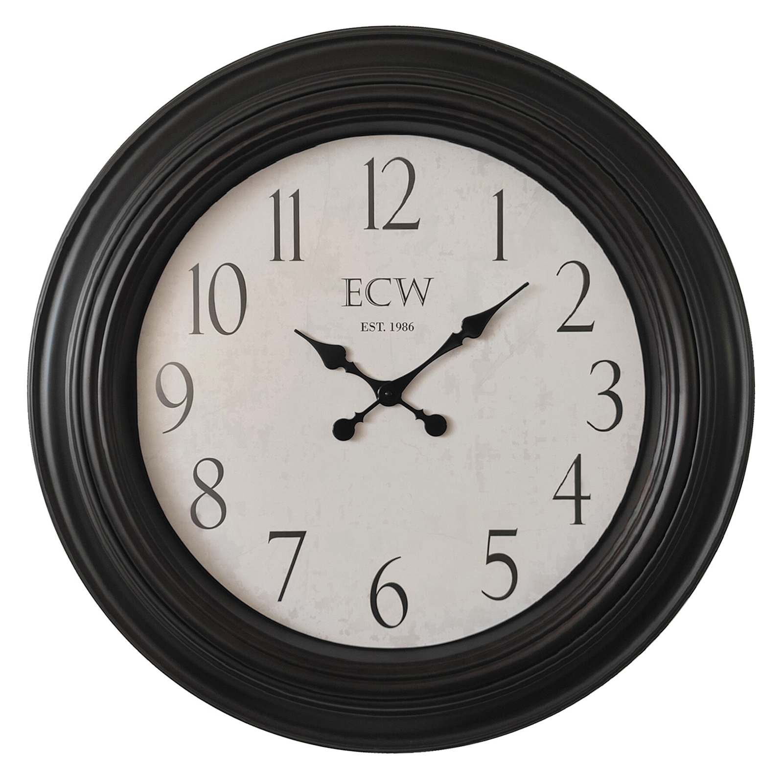 Distressed Black Classic Dial Round Wall Clock, 30"