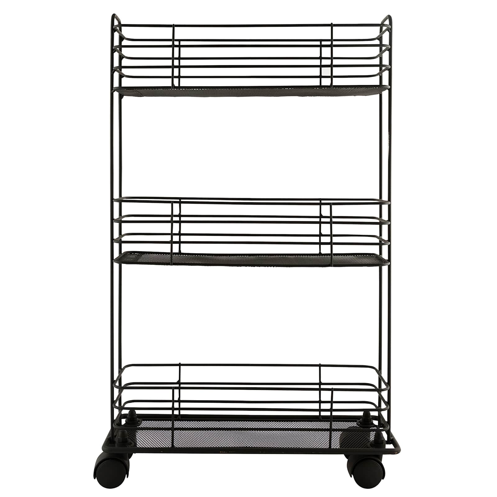 3-Tier Slim Metal Mesh Rolling Storage Cart, Black