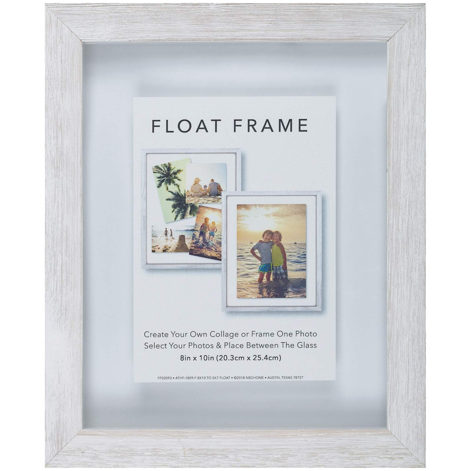 Whitewash Linear Profile Floating Wall Frame, 8x10