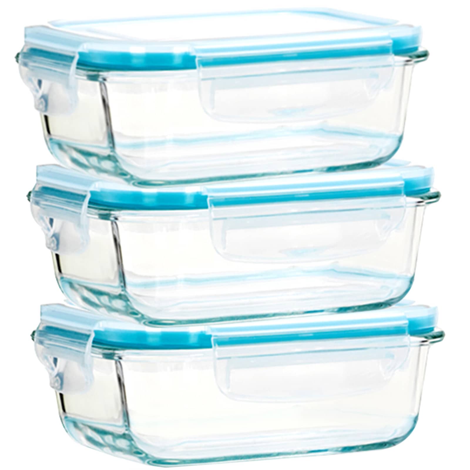6-Piece Rectangle Glass Food Storage Set with Locking Lids