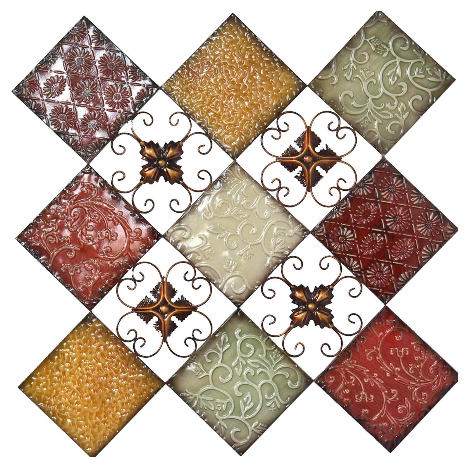 Embossed Ornate Metal Square Wall Art, 30"