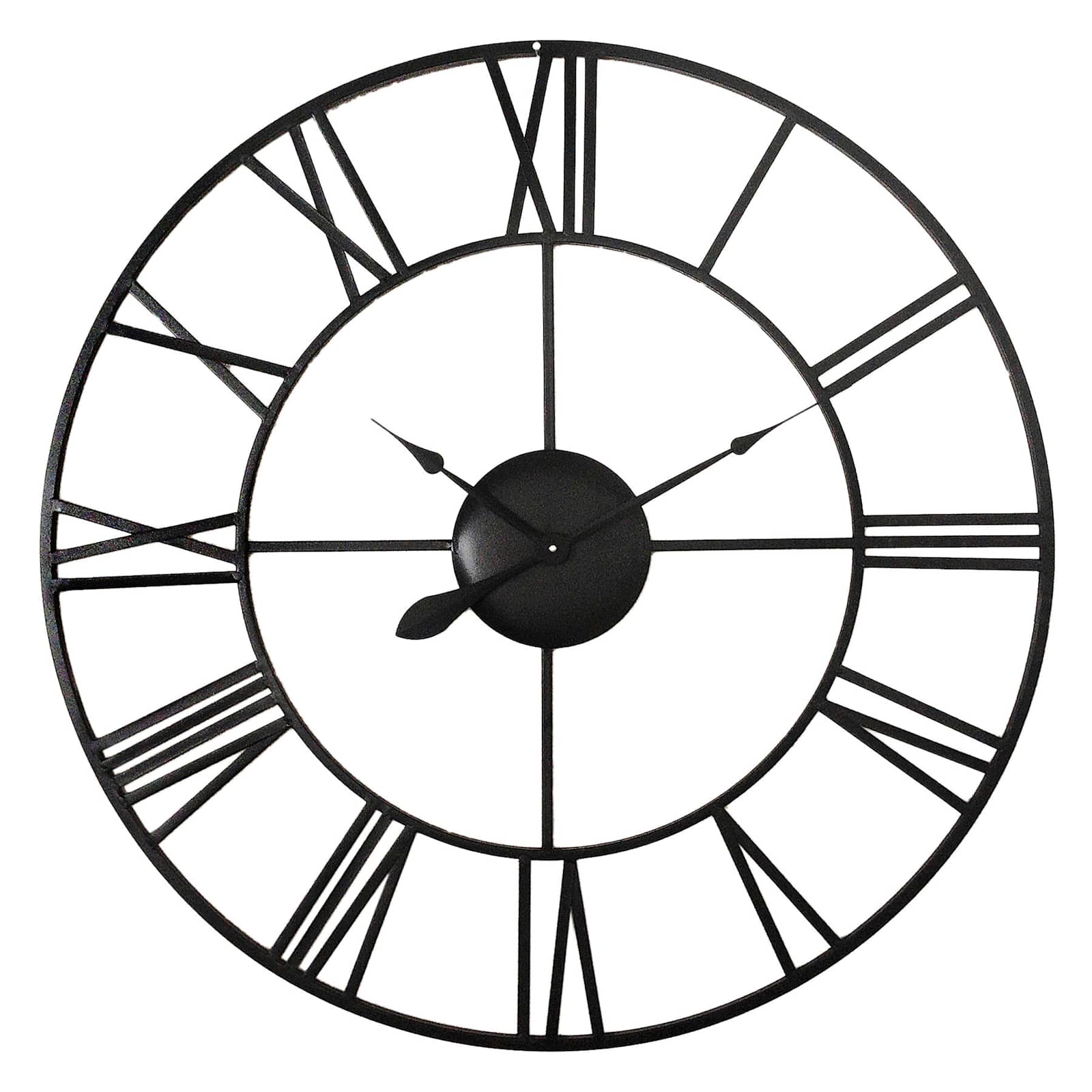 Black Metal Round Wall Clock, 35"