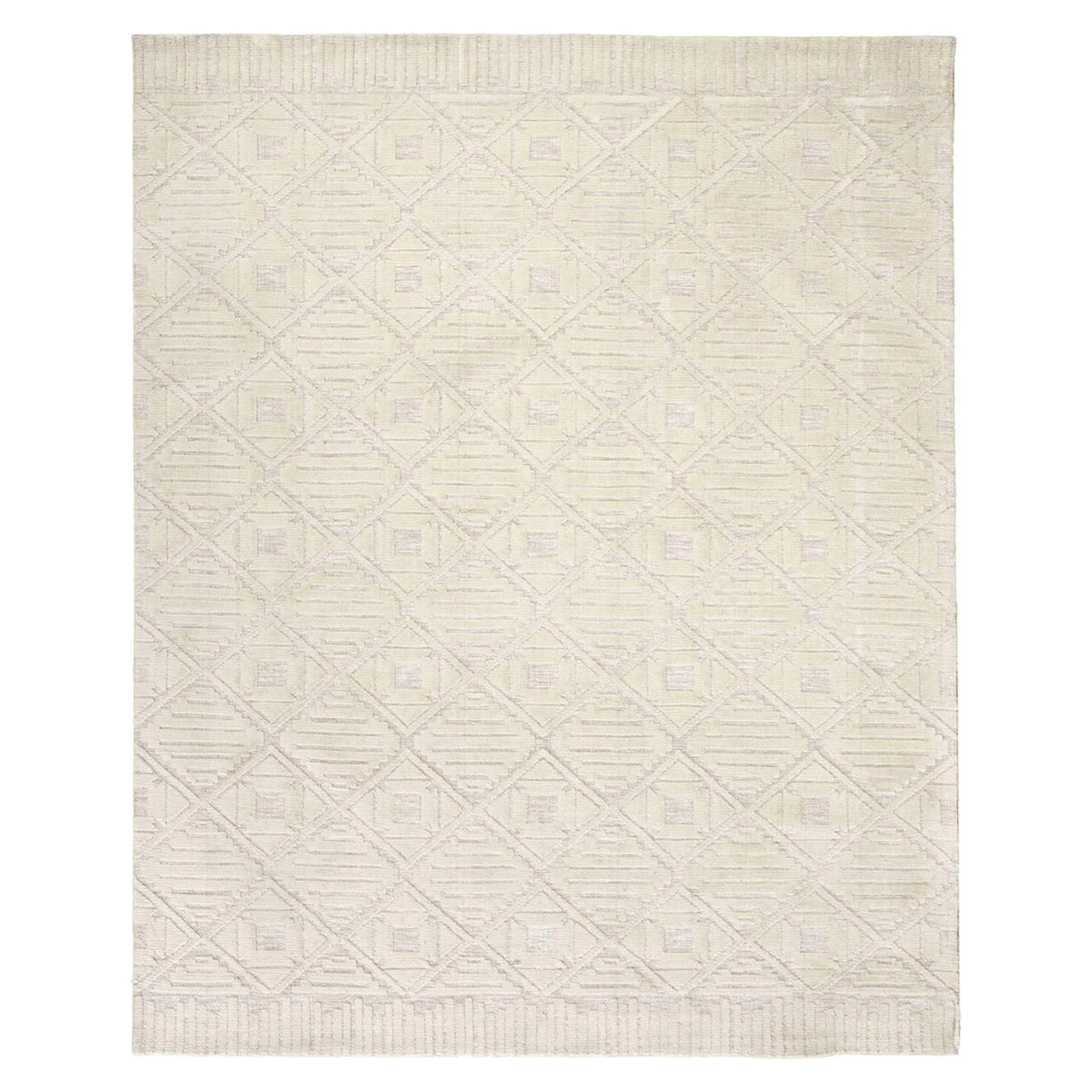 (B689) Crosby St. Sanremo Ivory Diamond Design Area Rug, 5x7