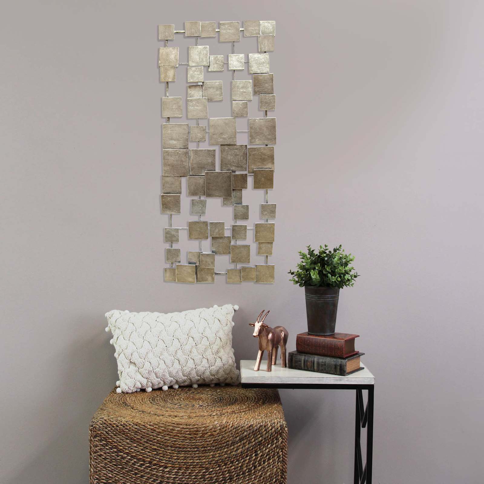 Metal Geometric Panel Wall Art, 14x32