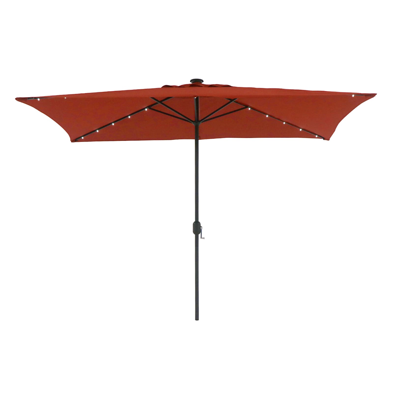 Red Rectangle LED Aluminum Crank Outdoor Patio Umbrella, 6.5x10 | At Home