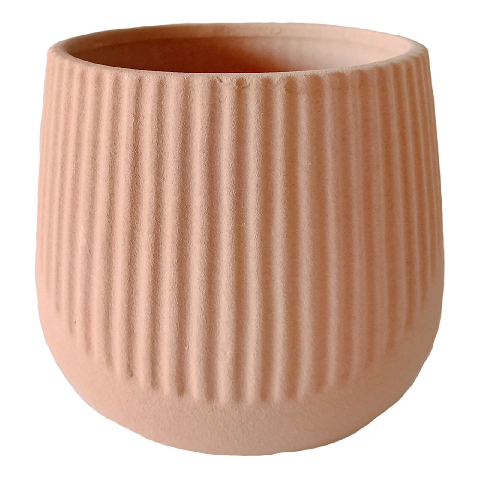 Indoor Terracotta Ribbed Ceramic Pot, Medium | At Home