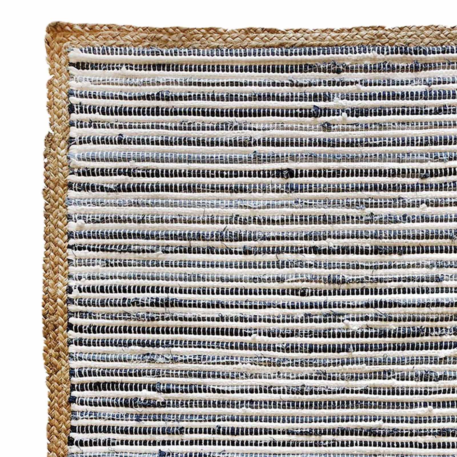 Denim Chindi with Jute Border Accent Rug | At Home