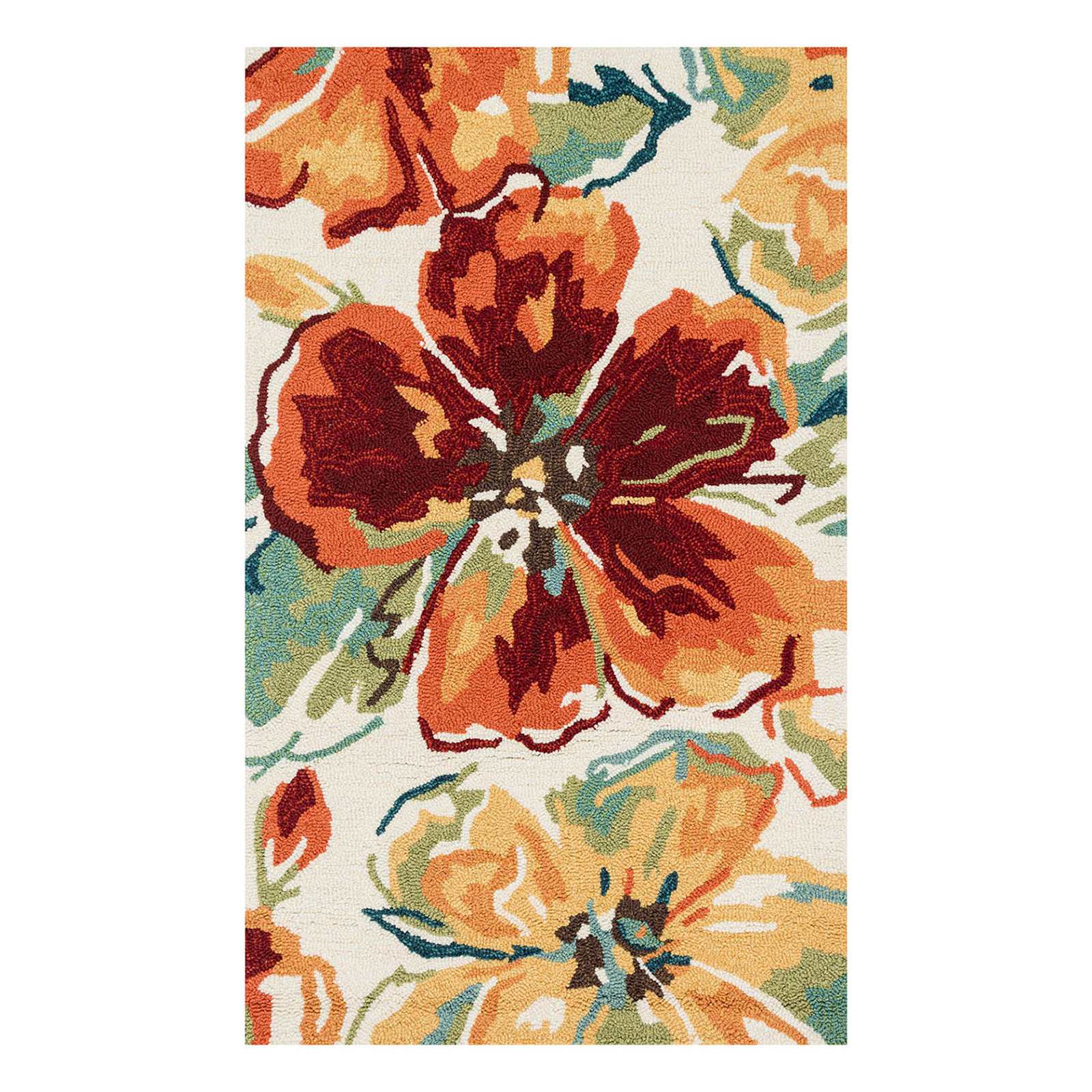 Summerton Ivory and Red Multicolor Floral Hooked Area Rug, 3x5 | At Home