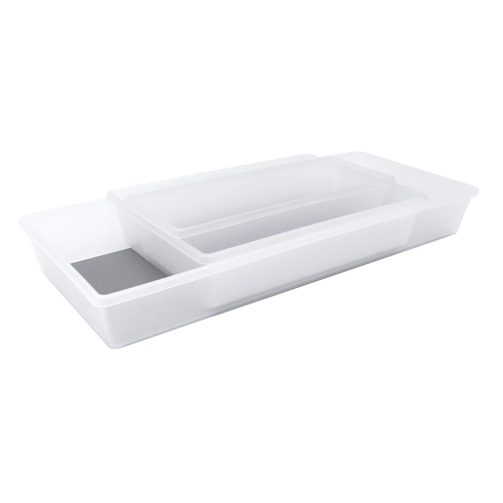 3-Piece Rectangle Square Drawer Organizer White Frost | At Home