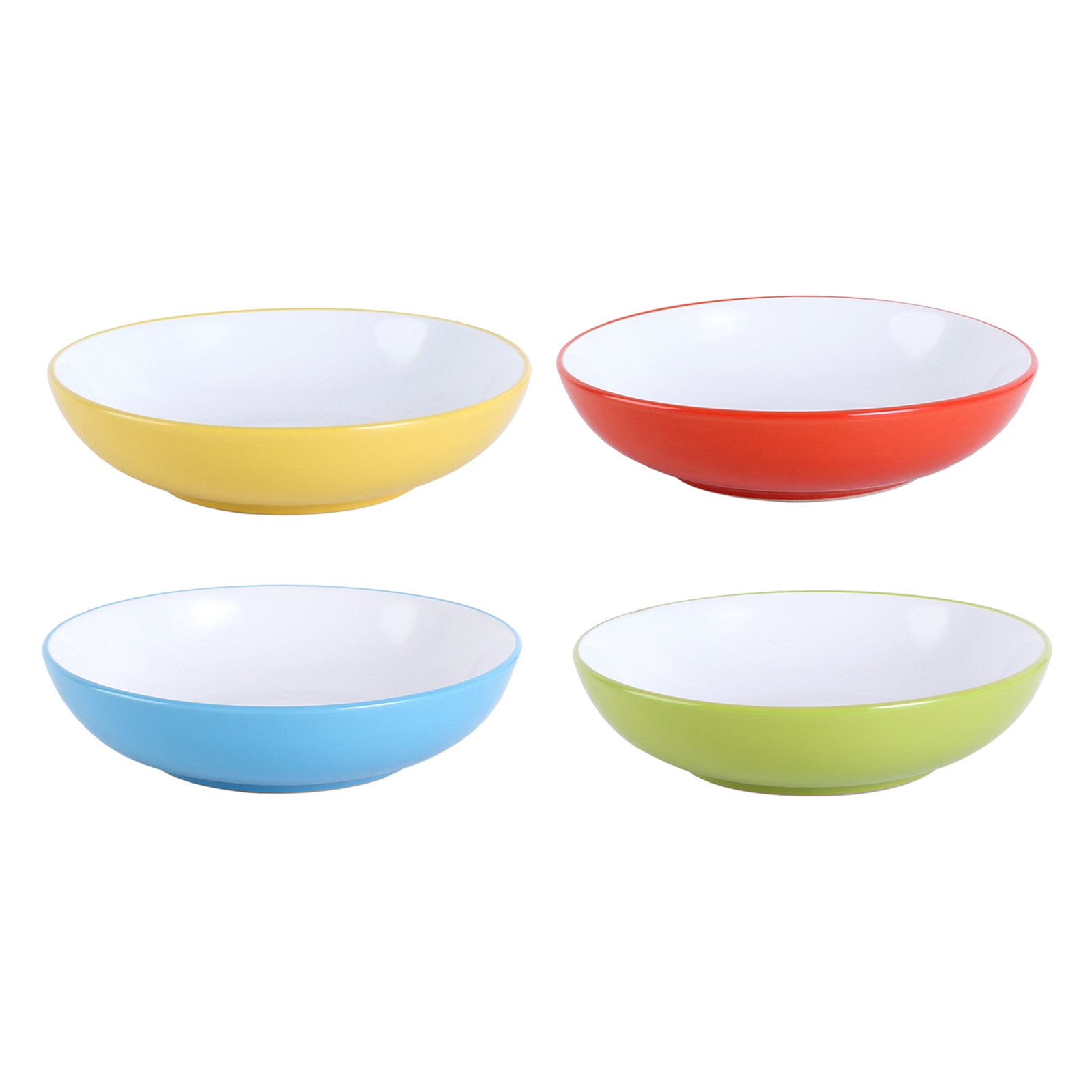 Set of 4 Ceramic Dinner Bowls, Multicolor