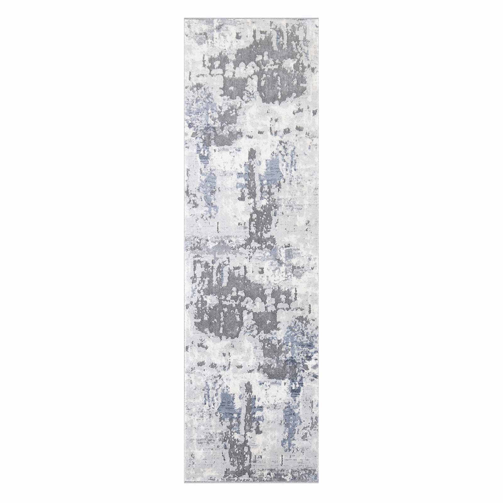 (B694) Laila Ali Verona Grey Abstract Woven Runner, 2x6