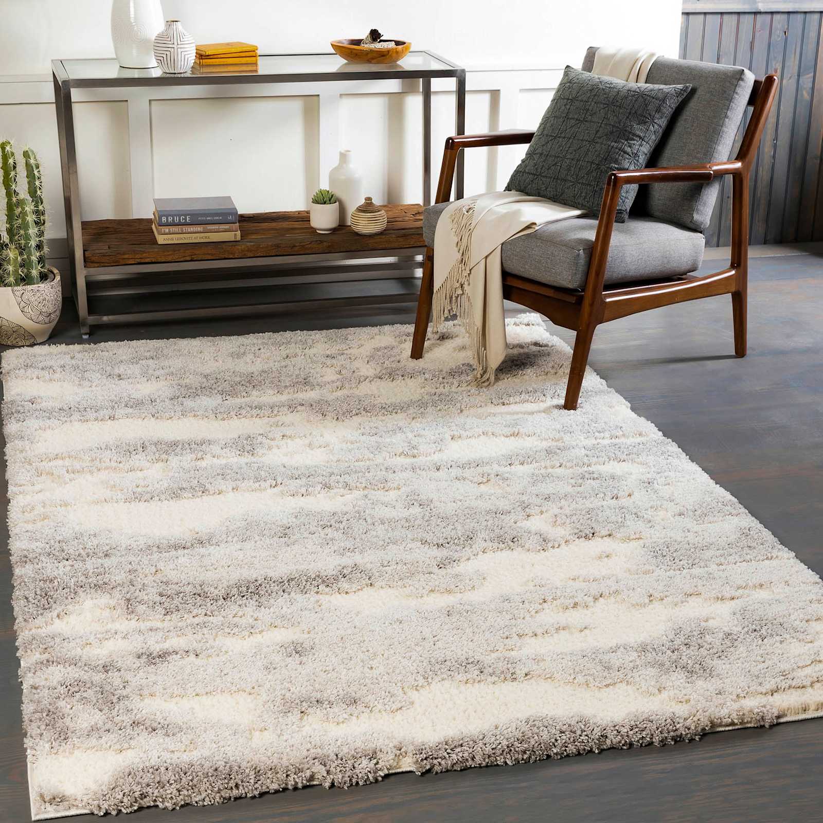 Crosby St. Everton Neutral Abstract Area Rug 5x7 | Area Rugs | At Home
