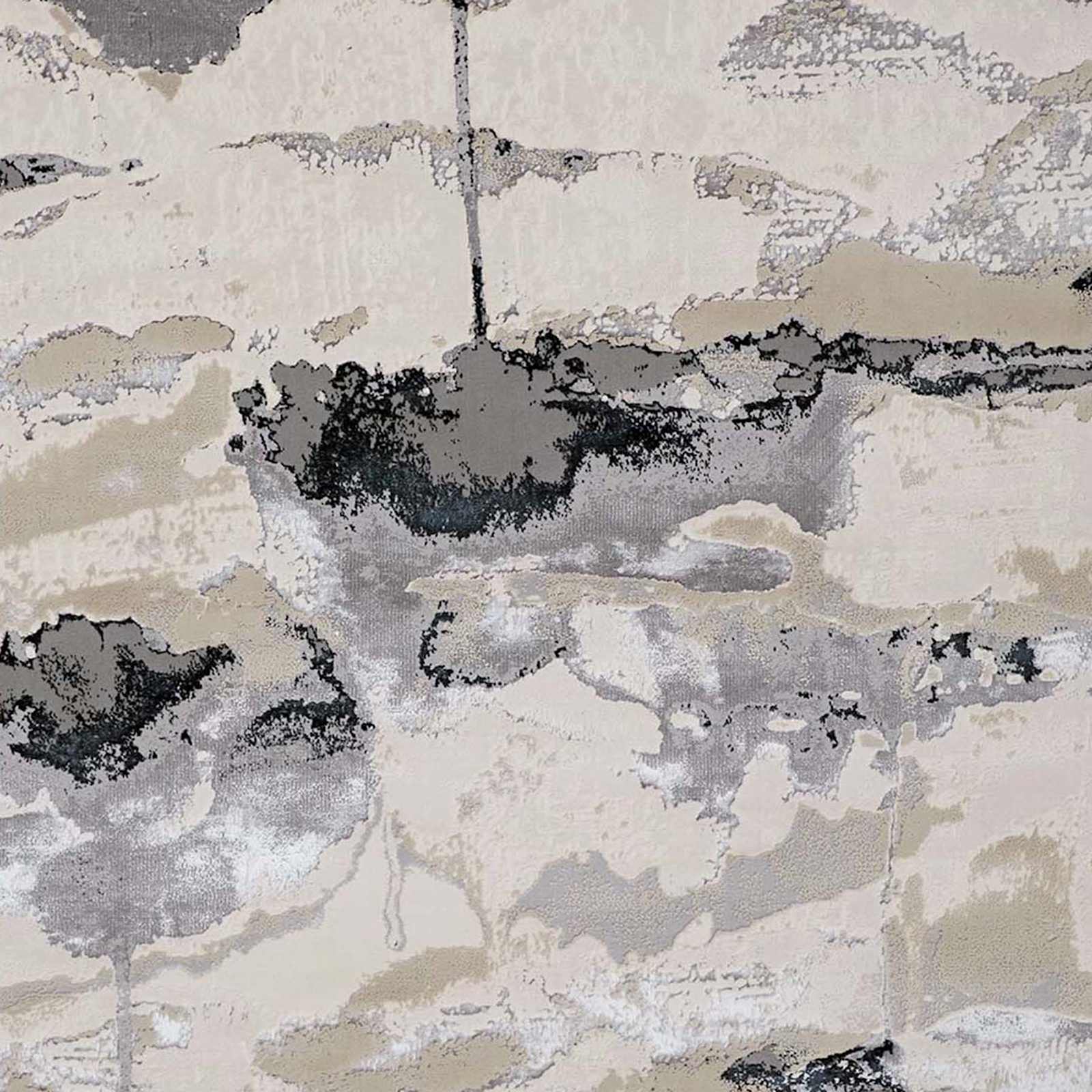 (B757) Miramar Ivory Abstract Area Rug, 7x10