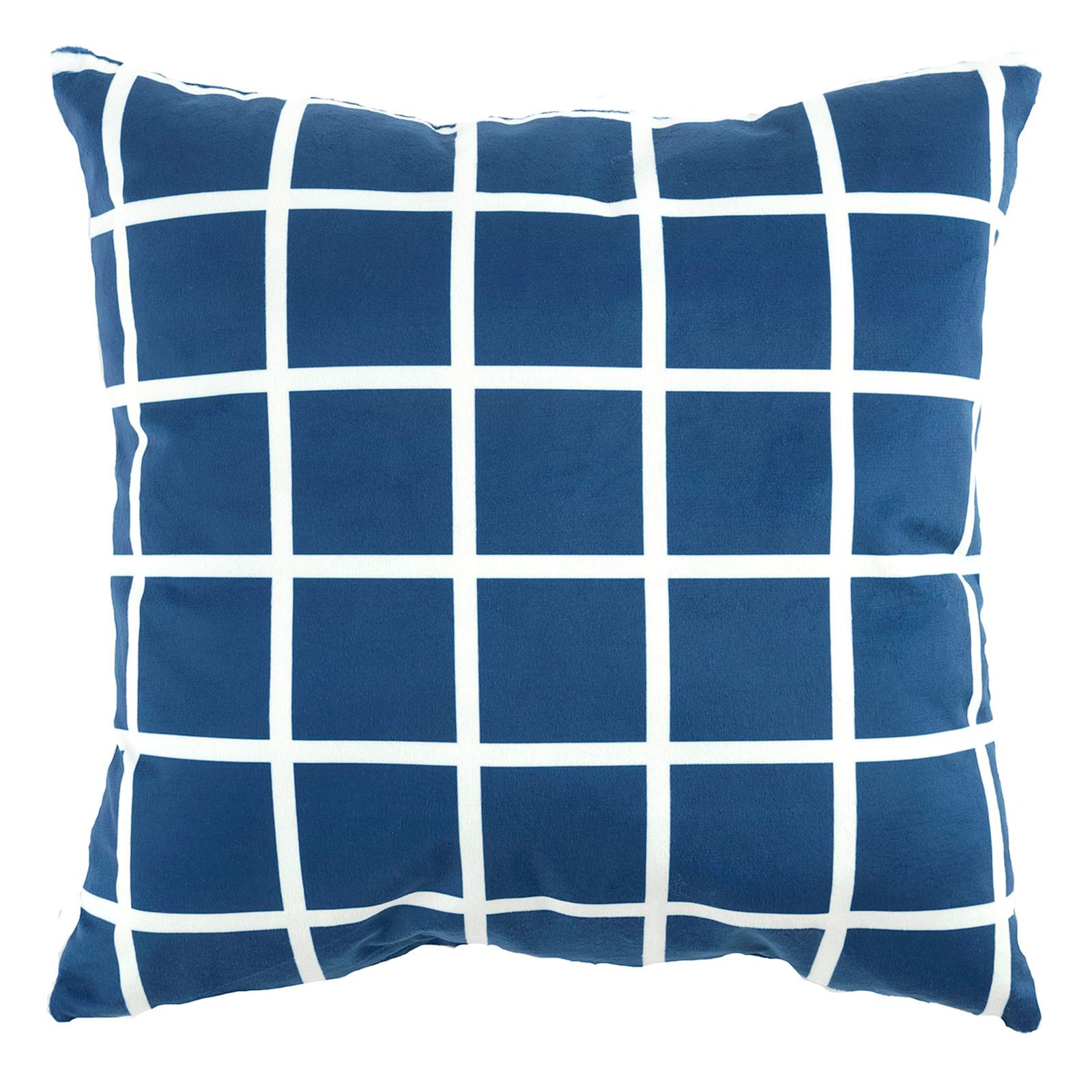 Khalini Navy Blue Check Throw Pillow, 18"