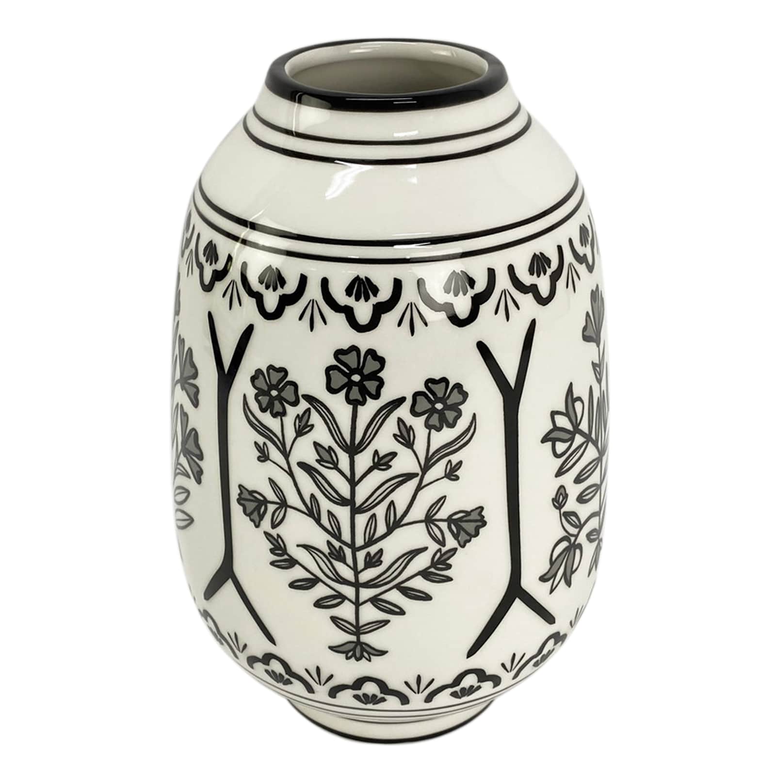 Black & White Geometric Design Vase, 10"