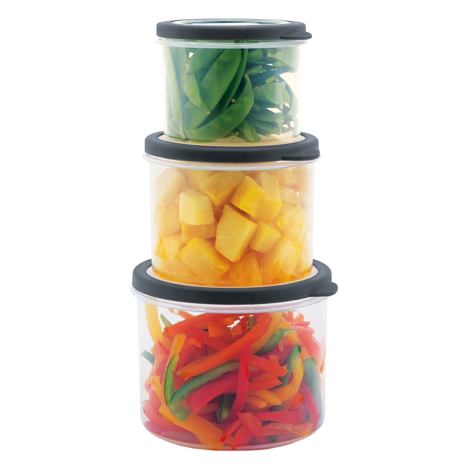 3-Piece Round Plastic Food Storage Set with Vent Lid