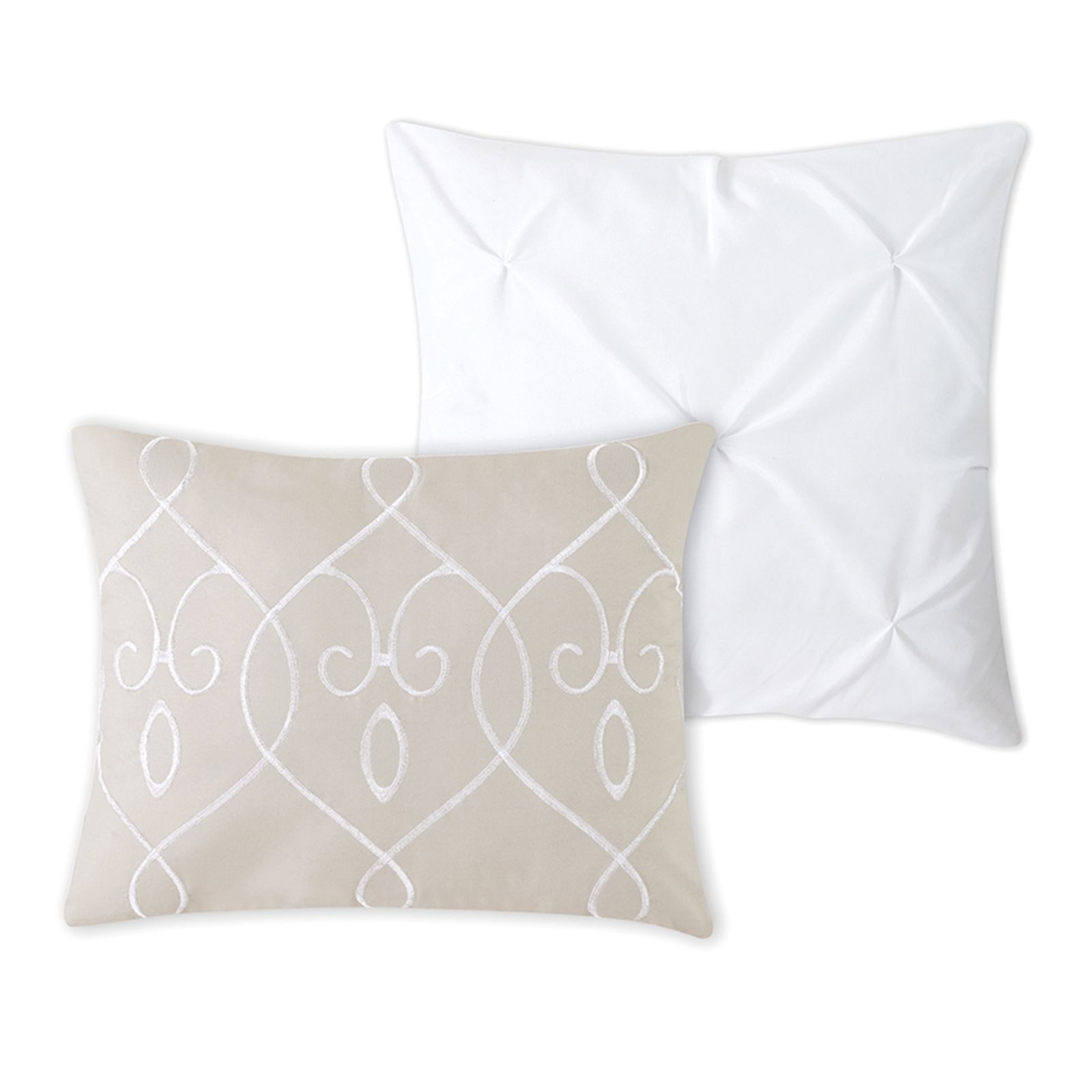 8-Piece Jenna Natural Lattice Print Essential Comforter Set, Queen