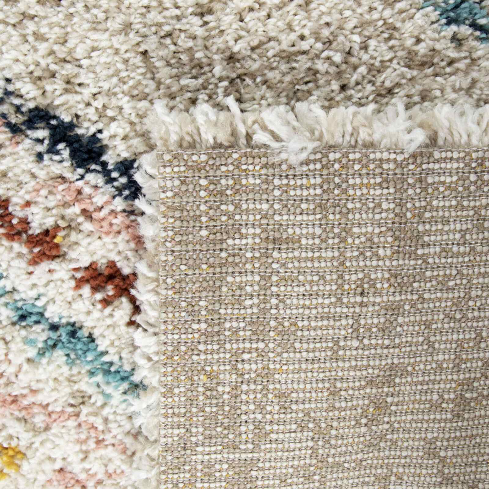 (C121) Found & Fable Sedona Multicolor Diamond Design Shag Area Rug, 5x7