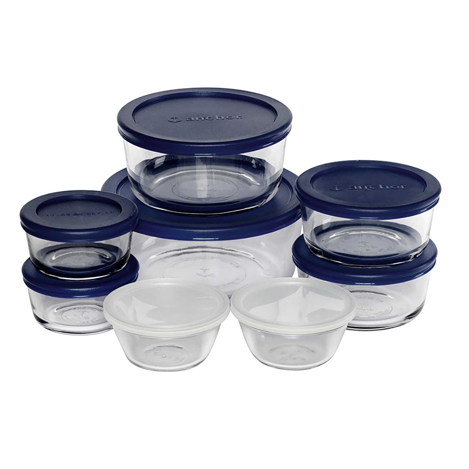 16-Piece Glass Food Storage Container Set, Blue