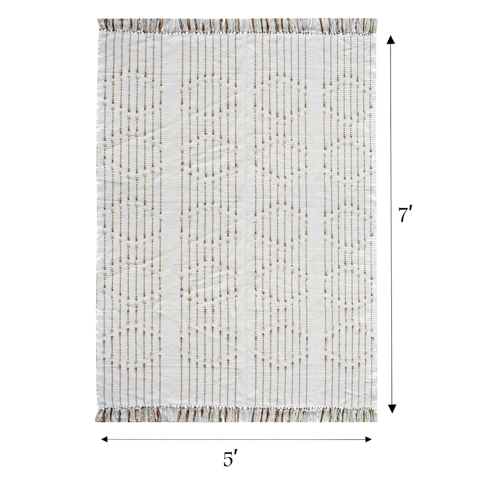 Honeybloom Flatweave Ivory and Beige Fringe Area Rug 5x7 | At Home