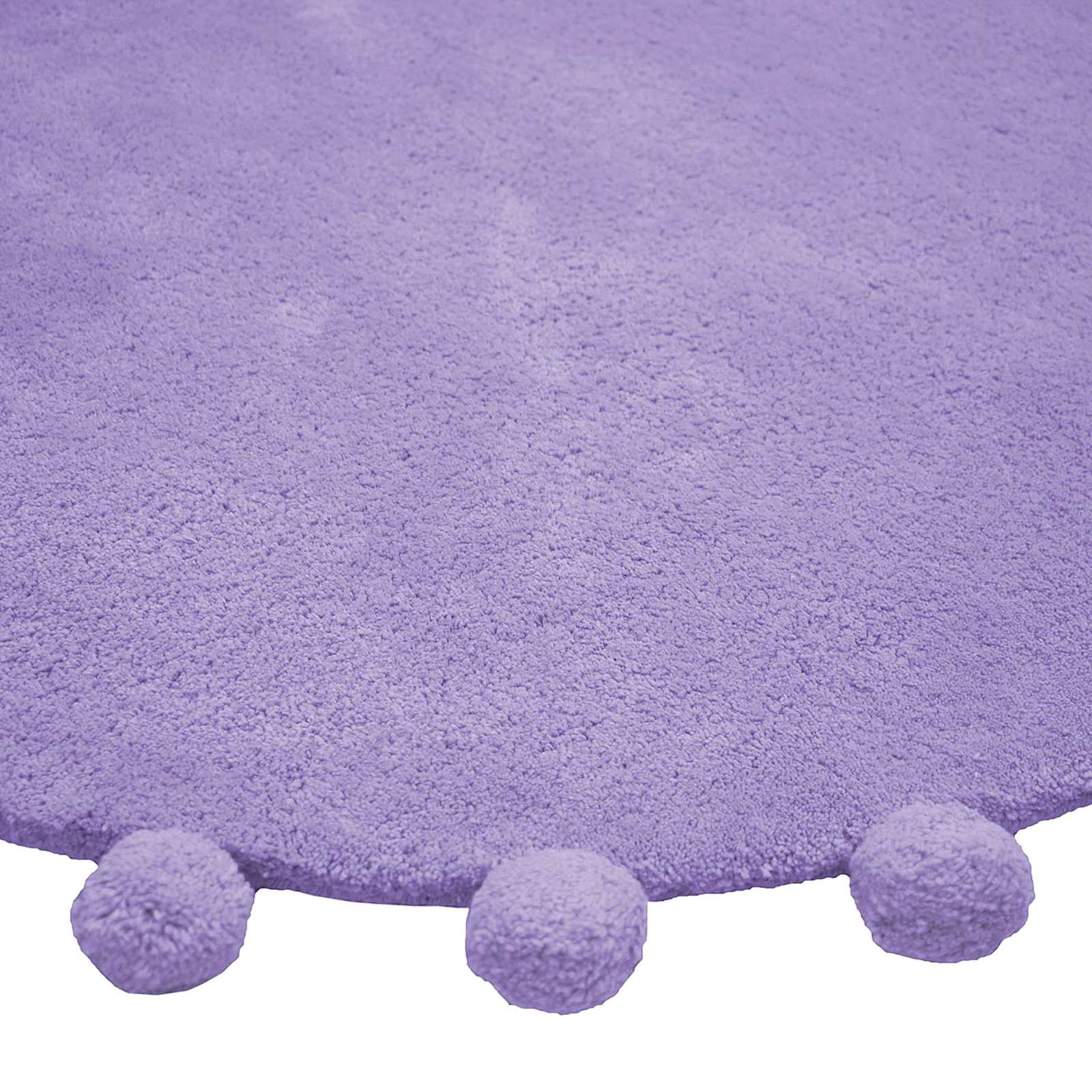 Tiny Dreamers Purple Round Pom-Pom Accent Rug, 3'