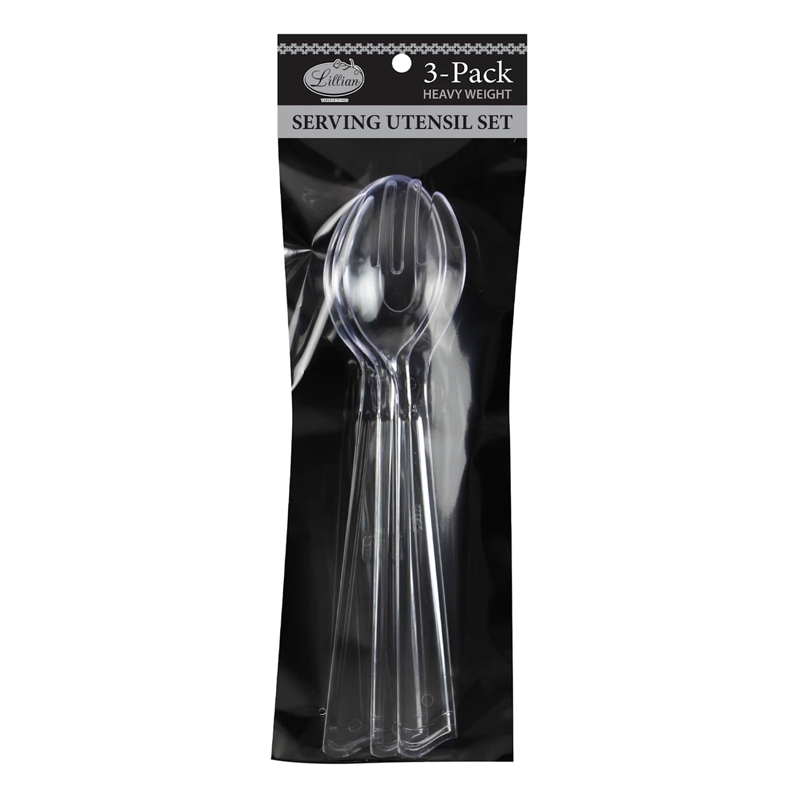 Set of 3 Clear Serving Spoon Set, 4x12.5