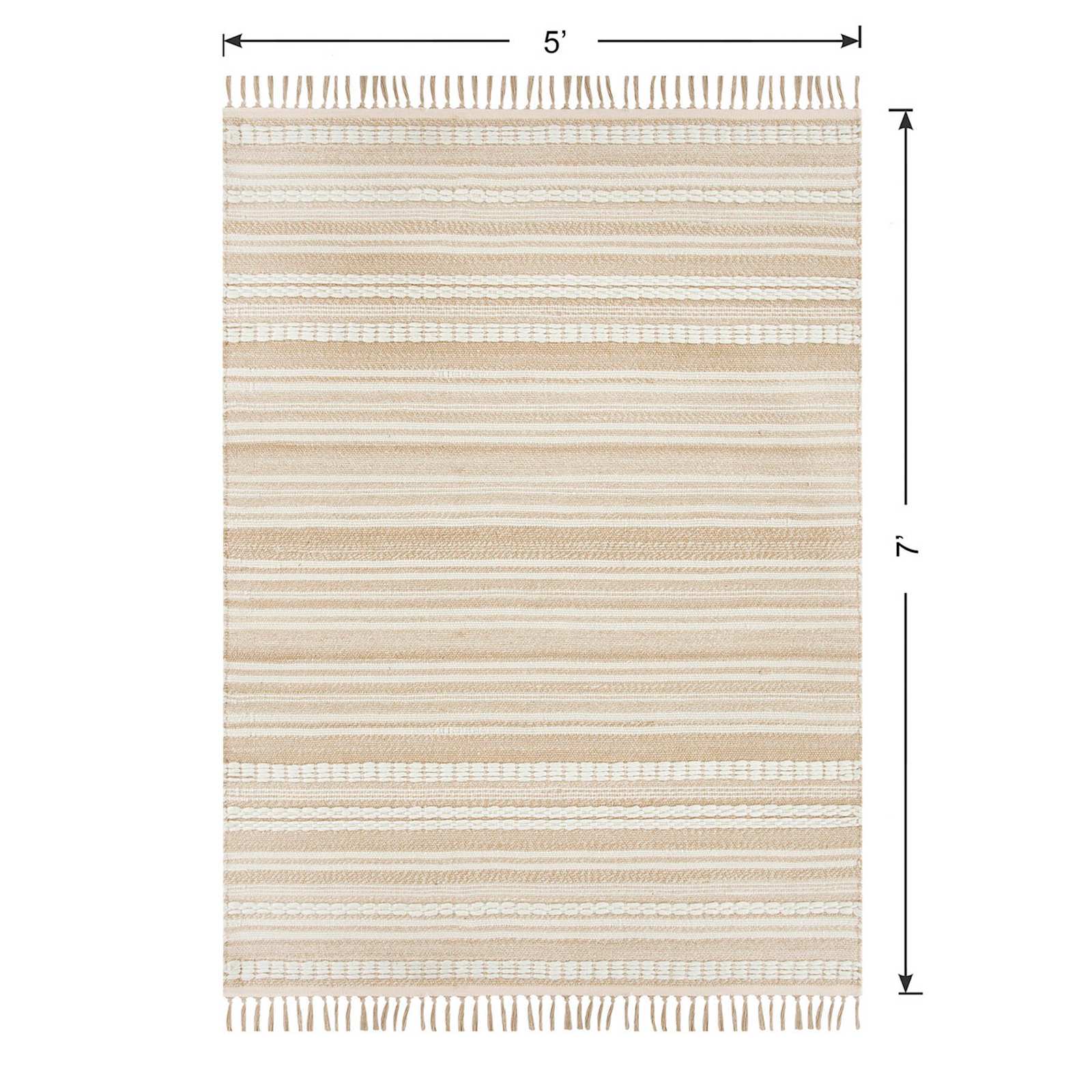 Panyer Ivory Striped Flatweave Area Rug, 5x7 | At Home