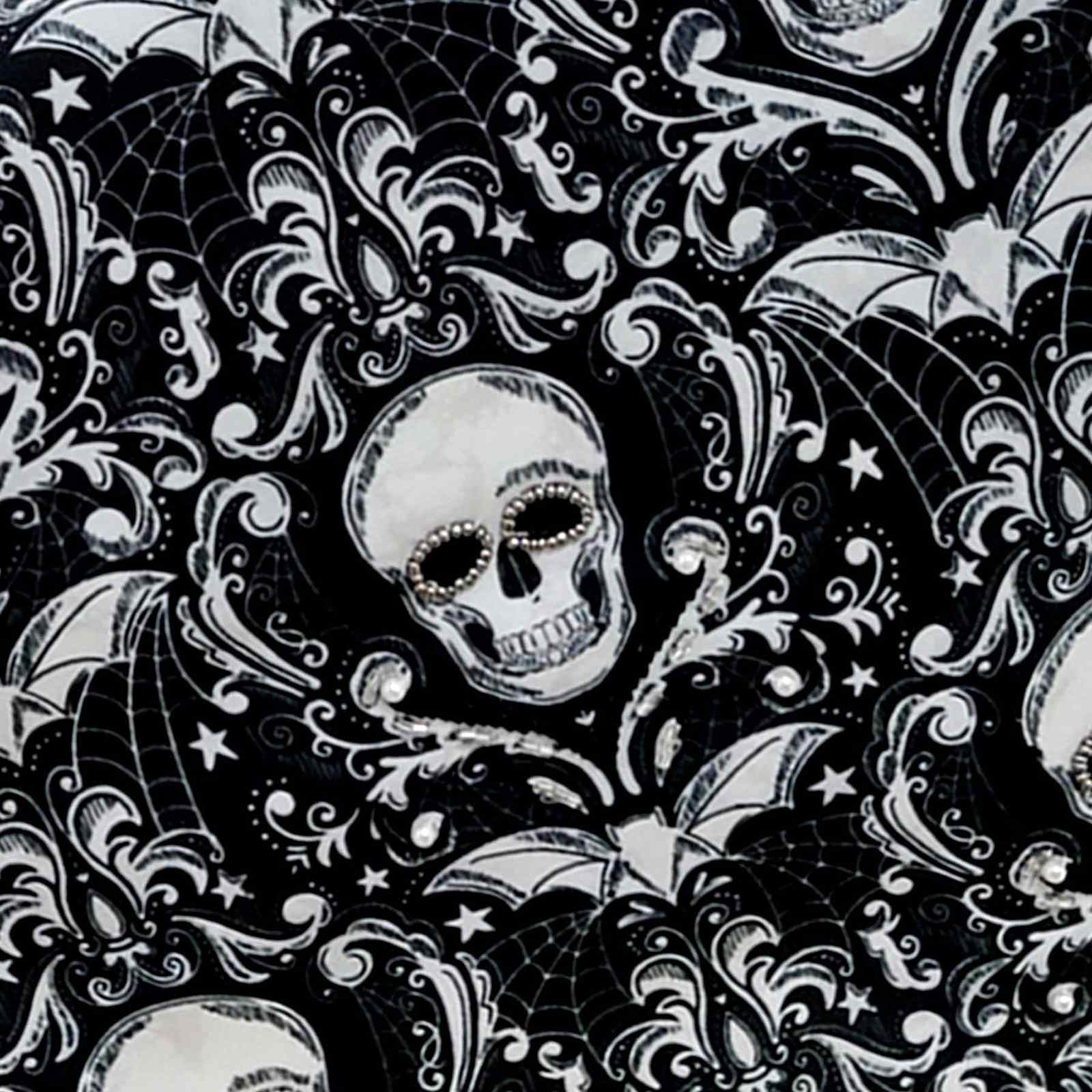 Black Skull Table Runner, 72" | At Home