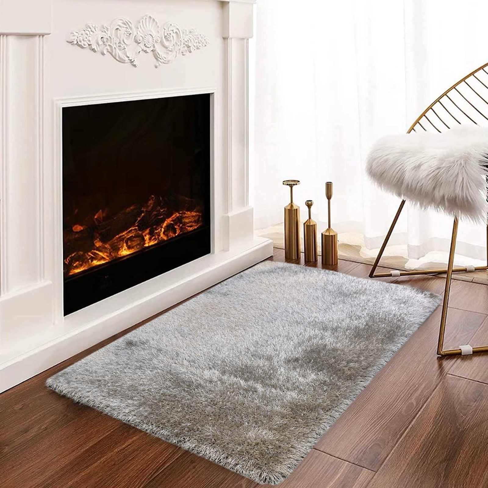 Eve Silver Shag Accent Rug, 27x42