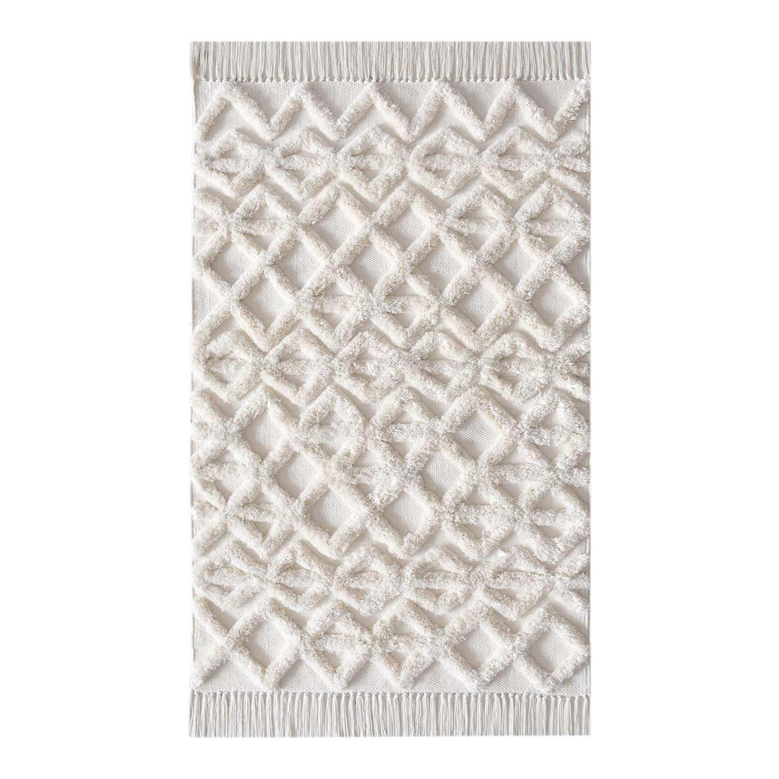 Ivory Diamond Design Tufted High-Low Accent Rug | At Home