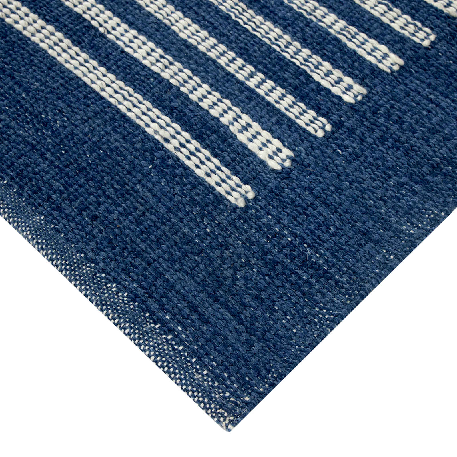 (B856) Honeybloom Roka Blue & White Striped Area Rug, 5x7