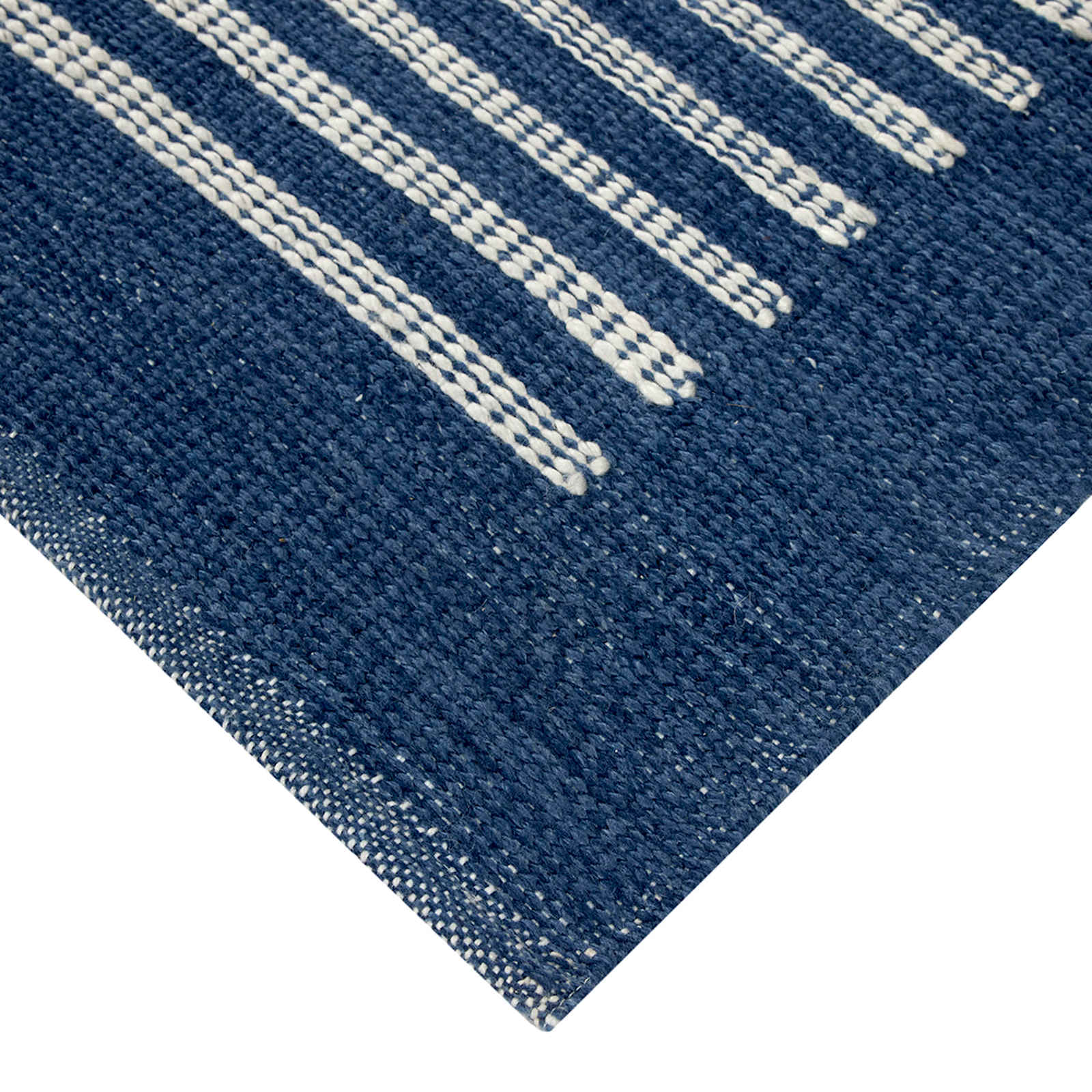 (B856) Honeybloom Roka Blue & White Striped Accent Rug, 3x5